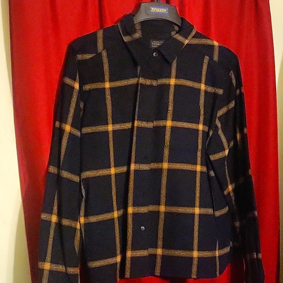 Pendleton | Tops | Pendleton Woman Xl Navy Blue Yellow Stripe | Poshmark